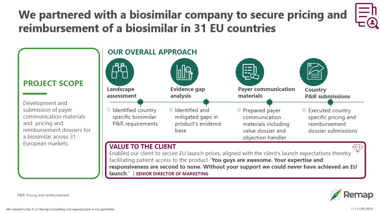 We partnered with a biosimilar company to secure pricing and ...