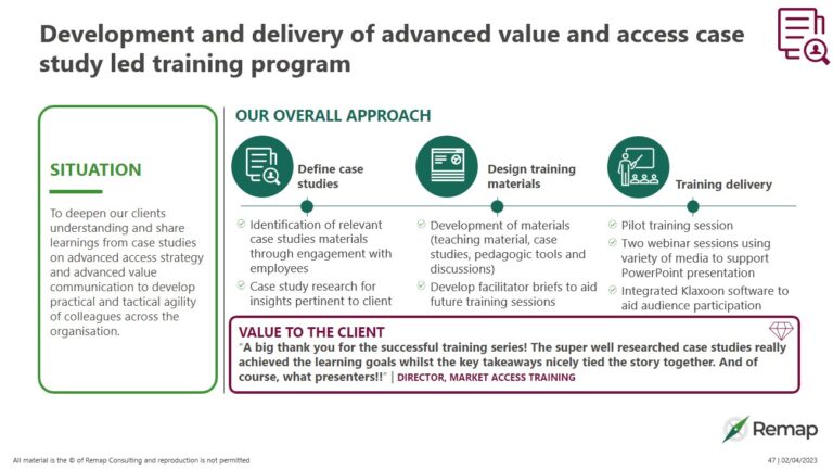 Development and delivery of advanced value and access case study led ...