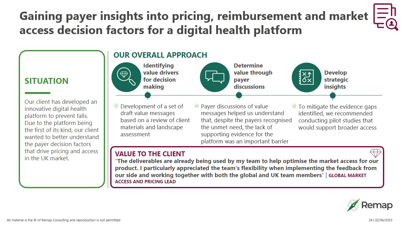 Gaining payer insights into pricing, reimbursement and market access ...