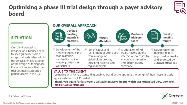 Optimising a phase III trial design through a payer advisory board ...